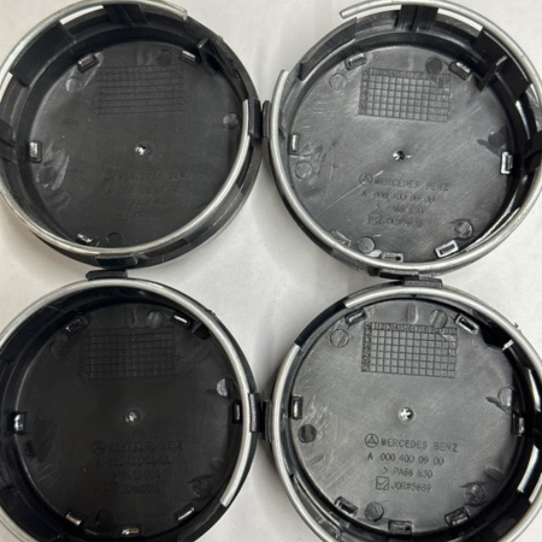 Set of 4 Mercedes Wheel Center Cap Black & Chrome 75 mm A0004000900 1a ...