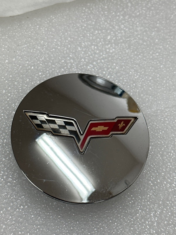 Set Of 4 Chevrolet Corvette Wheel Hub Center Cap GM Silver Flag Logo O ...